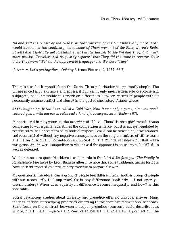 (PDF) Us vs. Them: Ideology and Discourse