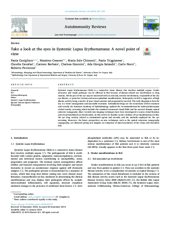 (PDF) Take a look at the eyes in Systemic Lupus Erythematosus: A novel ...