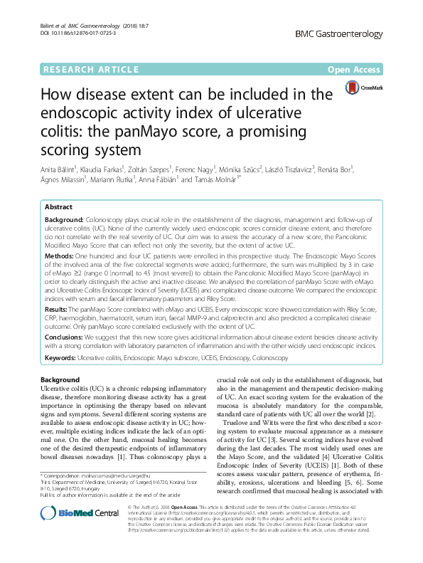 (PDF) How disease extent can be included in the endoscopic activity ...