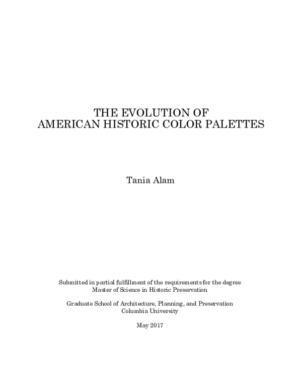 (PDF) The Evolution of American “Historic Color Palettes”