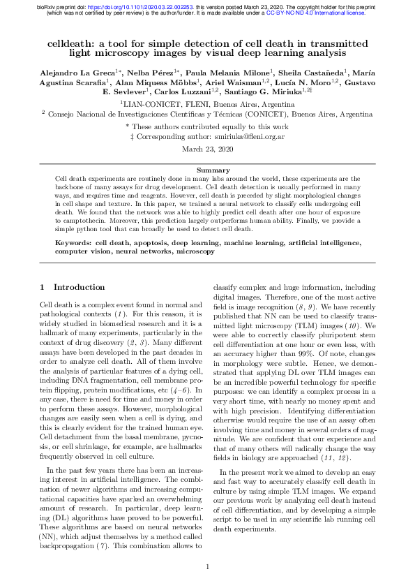 (PDF) Celldeath: A Tool for Detection of Cell Death in Transmitted Light Microscopy Images by ...