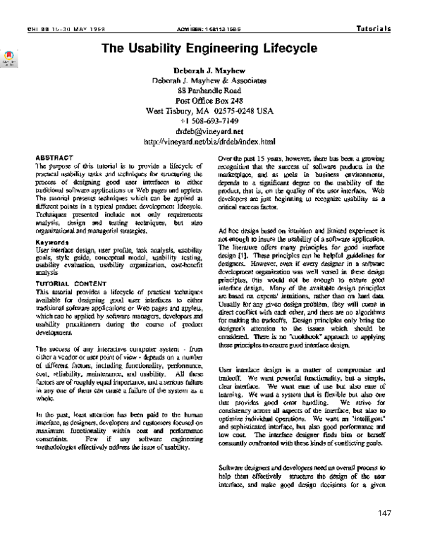 (PDF) The usability engineering lifecycle