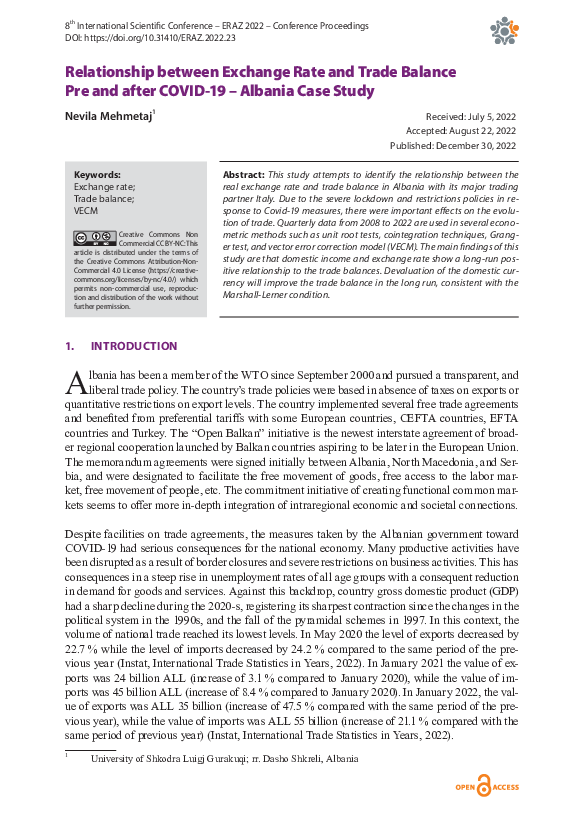(PDF) Relationship between Exchange Rate and Trade Balance Pre and ...
