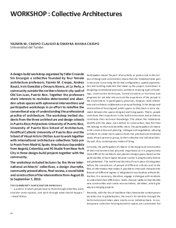 (PDF) WORKSHOP : Collective Architectures