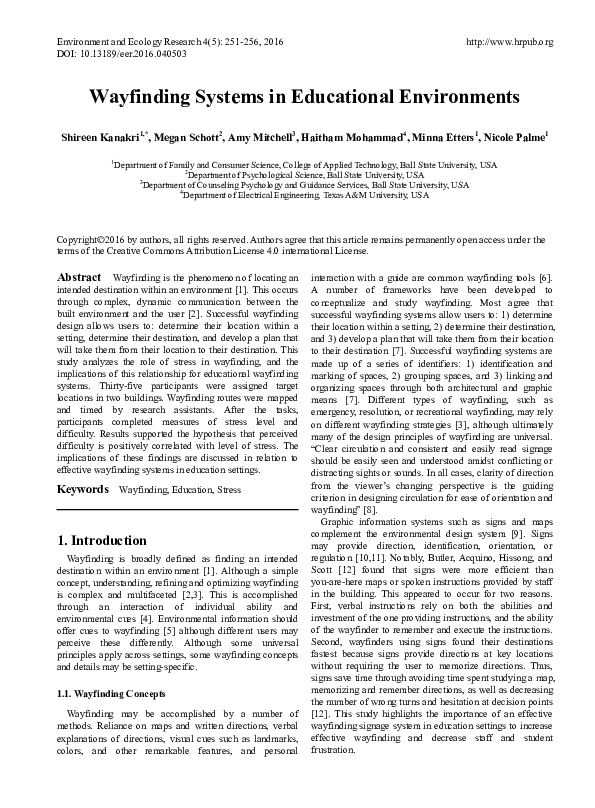 (PDF) Wayfinding Systems in Educational Environments