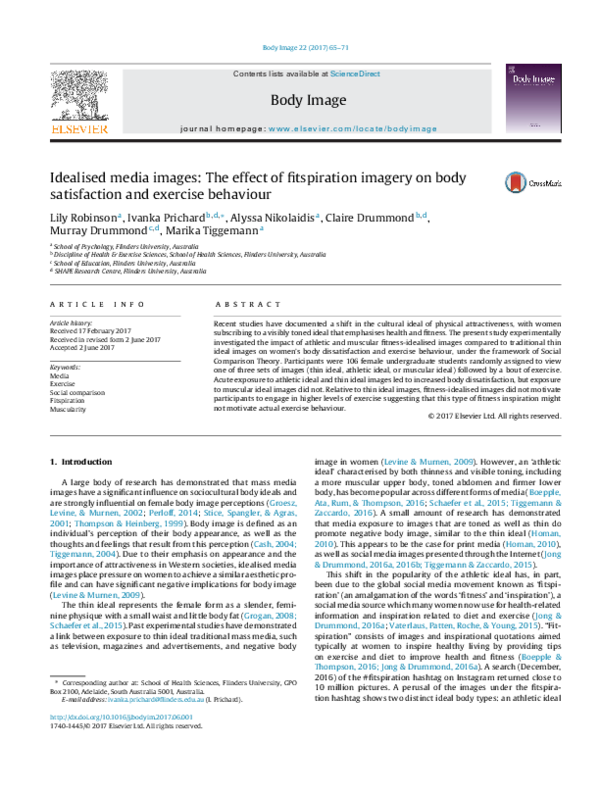 (PDF) Idealised media images: The effect of fitspiration imagery on ...