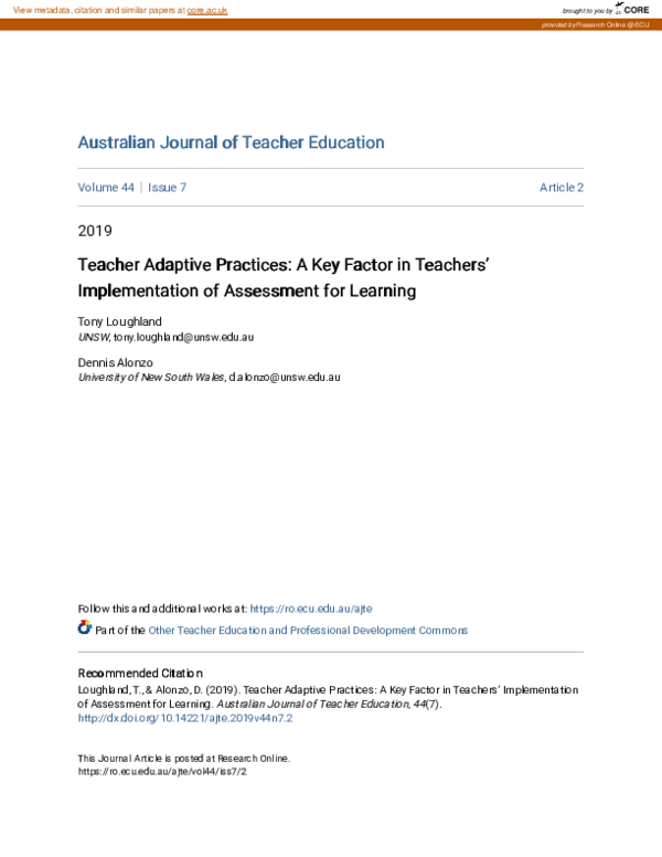 (PDF) Teacher Adaptive Practices: A Key Factor in Teachers ...