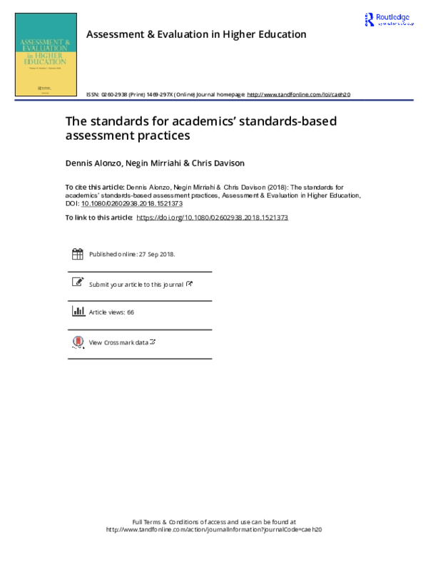 (PDF) The standards for academics’ standards-based assessment practices