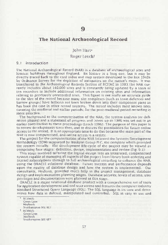 (PDF) The National Archaeological Record: Overview and History