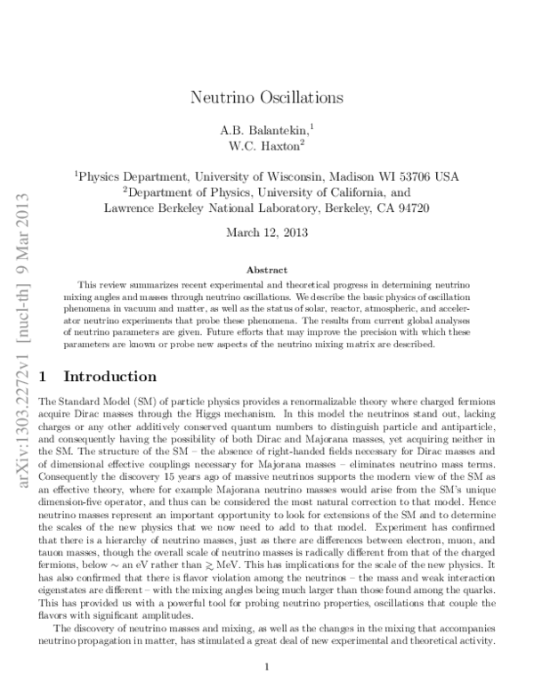 (PDF) Neutrino oscillations