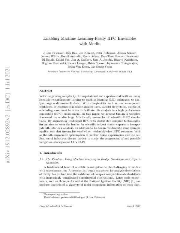 (PDF) Enabling machine learning-ready HPC ensembles with Merlin | Jim Gaffney - Academia.edu