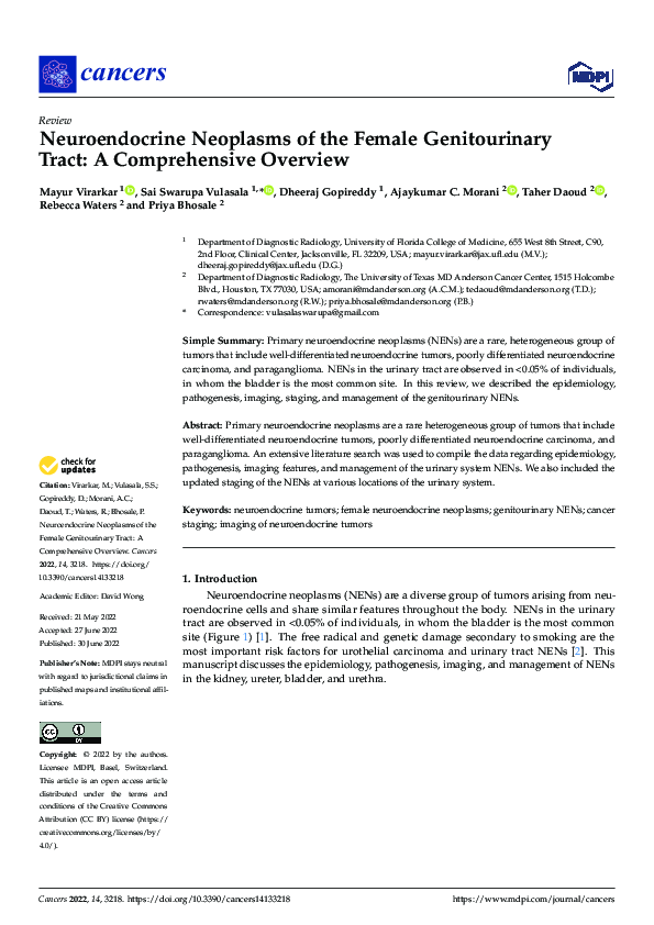 (PDF) Neuroendocrine Neoplasms of the Female Genitourinary Tract: A Comprehensive Overview