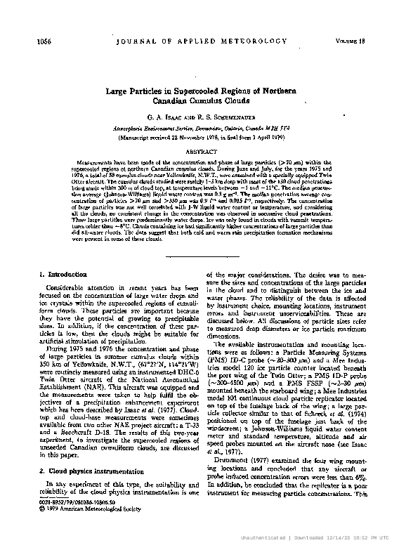 (PDF) Large Particles in Supercooled Regions of Northern Canadian ...
