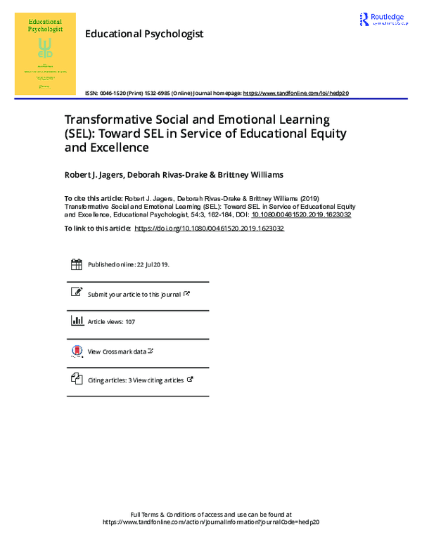 (PDF) Transformative Social and Emotional Learning (SEL): Toward SEL in ...