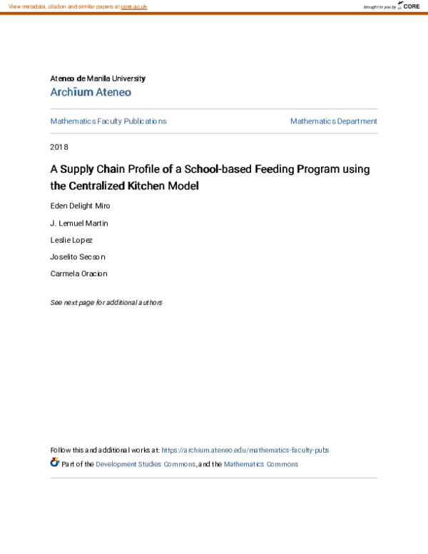 (PDF) A Supply Chain Profile of a School-based Feeding Program using ...