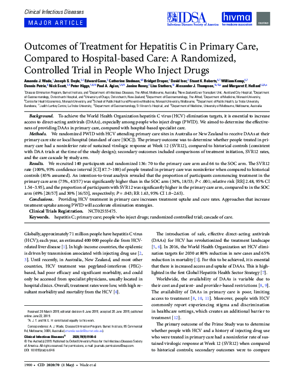 (PDF) Outcomes of Treatment for Hepatitis C in Primary Care, Compared ...