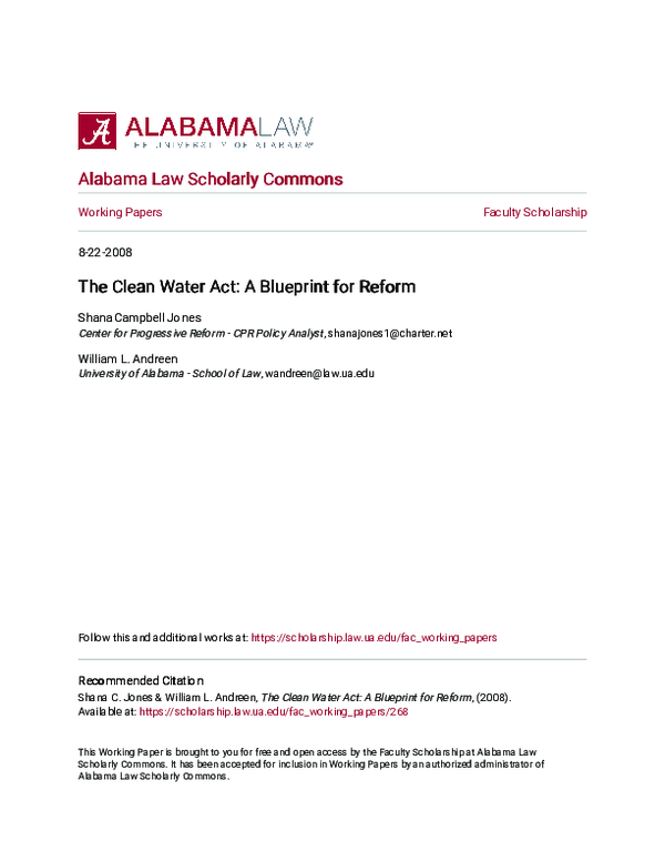 (PDF) The Clean Water Act: A Blueprint for Reform
