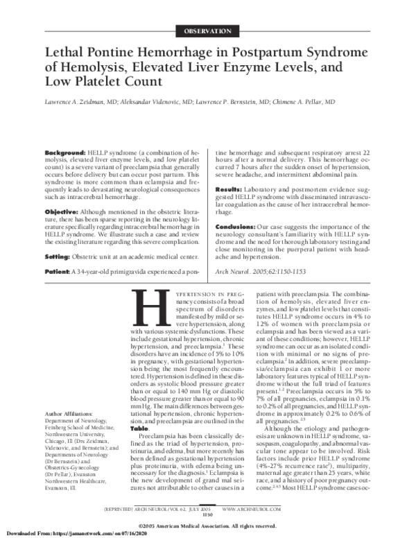 pdf-lethal-pontine-hemorrhage-in-postpartum-syndrome-of-hemolysis