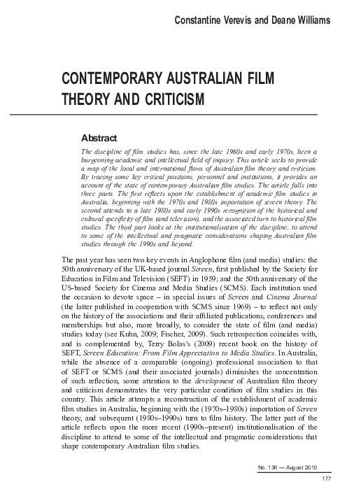 (PDF) Contemporary Australian Film Theory and Criticism