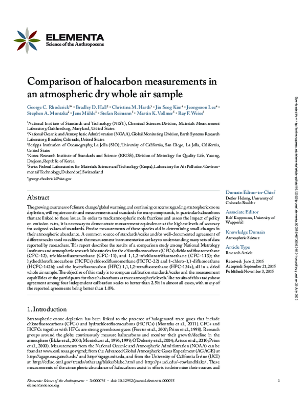 (PDF) Comparison of halocarbon measurements in an atmospheric dry whole ...