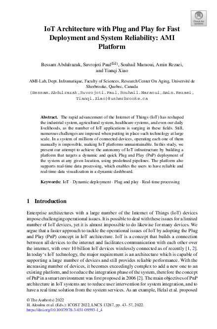 (PDF) IoT Architecture with Plug and Play for Fast Deployment and ...