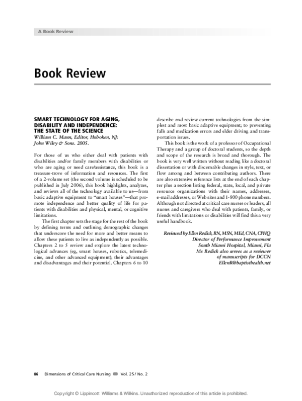 (PDF) Smart Technology for Aging, Disability, and Independence ...