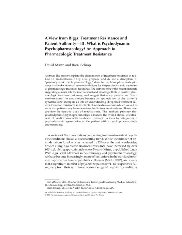 (PDF) A View From Riggs: Treatment Resistance and Patient Authority ...
