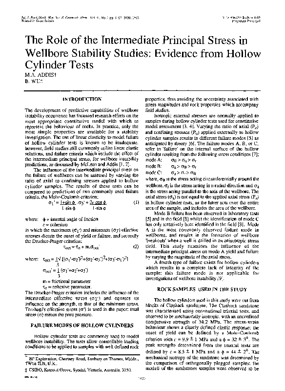 (PDF) The role of the intermediate principal stress in wellbore ...