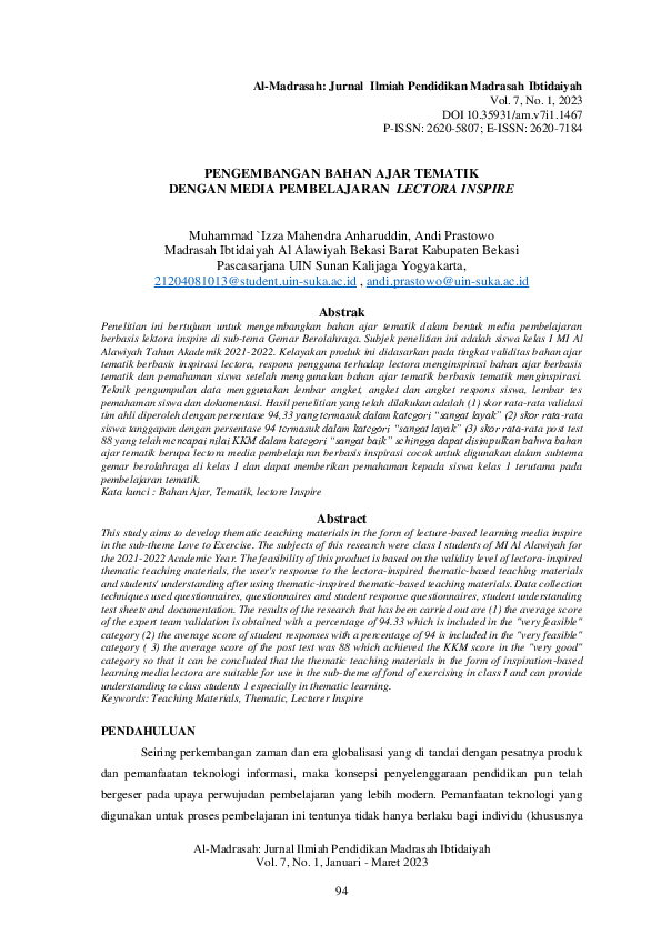 (PDF) Pengembangan Bahan Ajar Tematik Dengan Media Pembelajaran Lectora Inspire