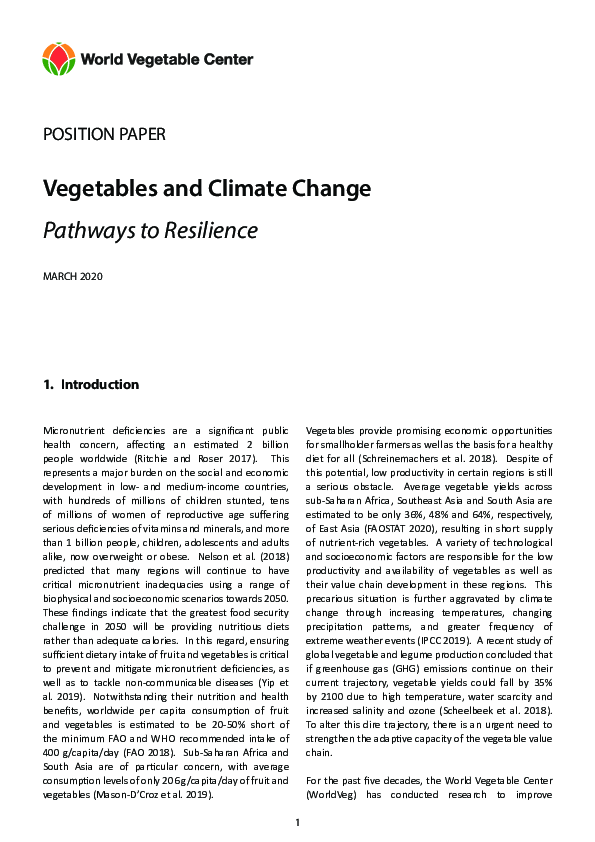 (PDF) Vegetables and Climate Change: Pathways to Resilience