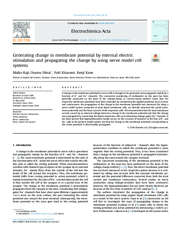 (PDF) Generating change in membrane potential by external electric stimulation and propagating ...