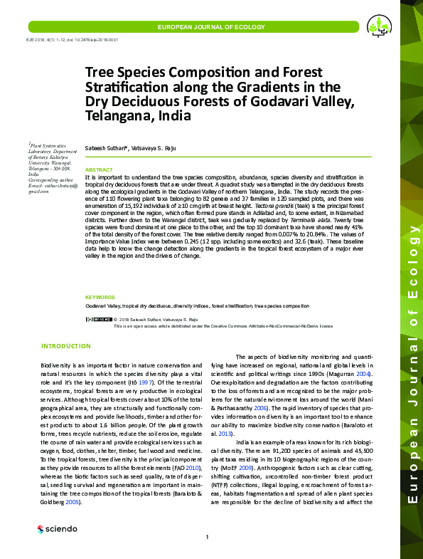 (PDF) Tree Species Composition and Forest Stratification along the Gradients in the Dry ...