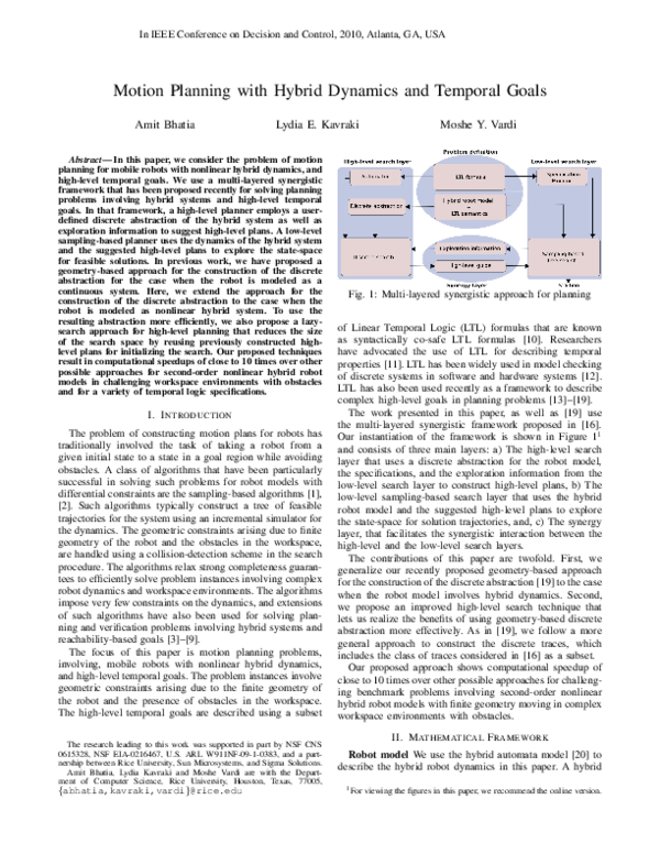 (PDF) Efficient Motion Planning for Hybrid Robots with Temporal Goals