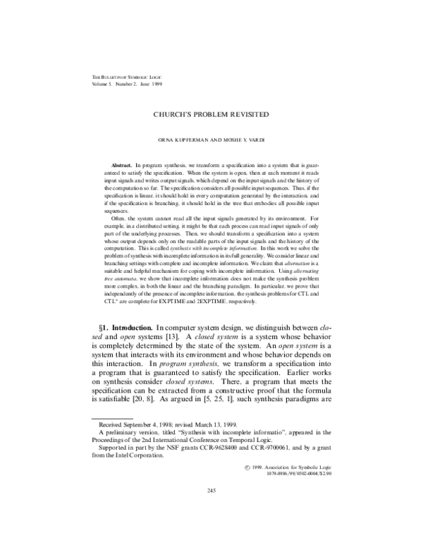 (PDF) Church's Problem Revisited