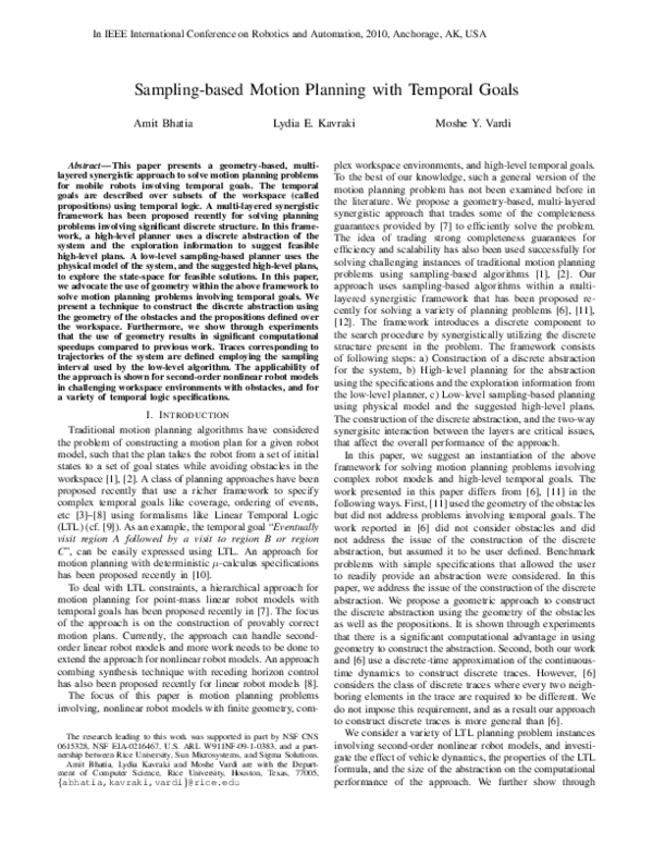 (PDF) Sampling-based motion planning with temporal goals