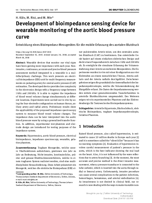 (PDF) Development of bioimpedance sensing device for wearable ...