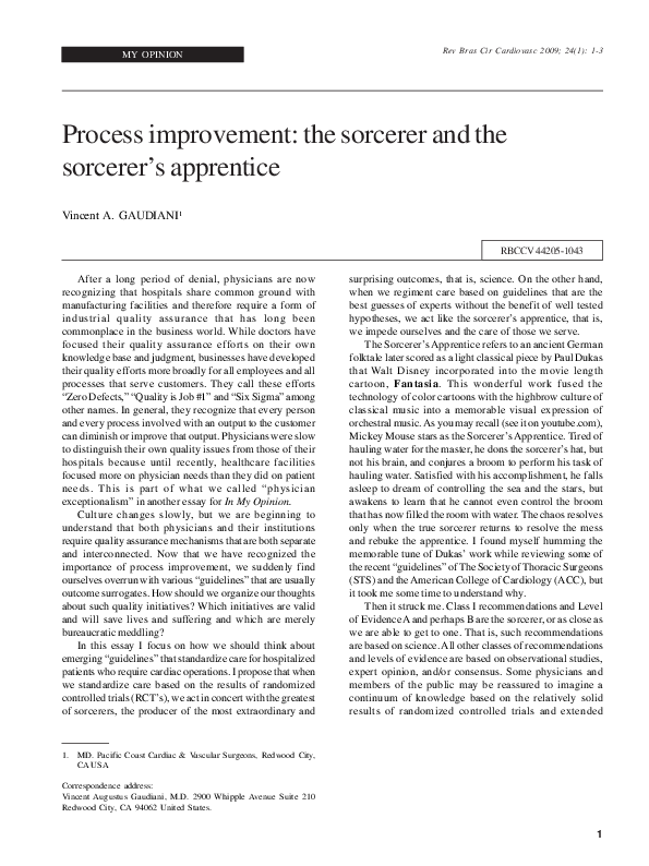 (PDF) Process improvement: the sorcerer and the sorcerer's apprentice