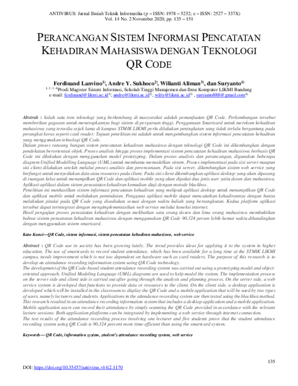 (PDF) Perancangan Sistem Informasi Pencatatan Kehadiran Mahasiswa ...