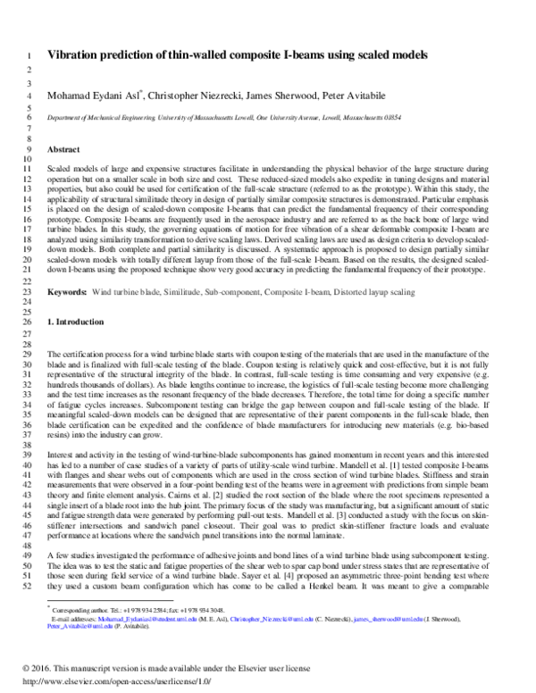 Pdf Vibration Prediction Of Thin Walled Composite I Beams Using