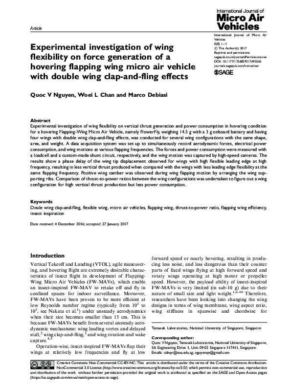 (PDF) Experimental Investigation of Wing Flexibility Effects in ...
