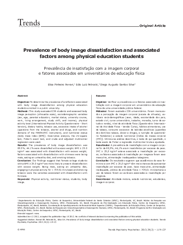 (PDF) Prevalence of body image dissatisfaction and associated factors ...