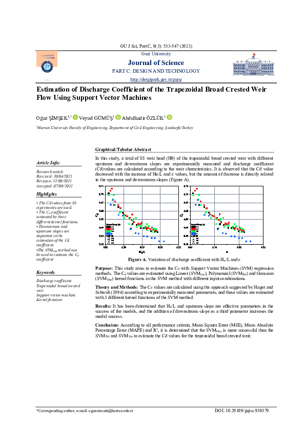 (PDF) Estimation of Discharge Coefficient of the Trapezoidal Broad Crested Weir Flow Using ...