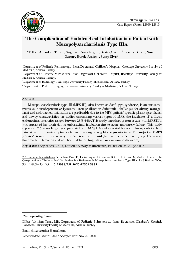(PDF) The Complication of Endotracheal Intubation in a Patient with ...