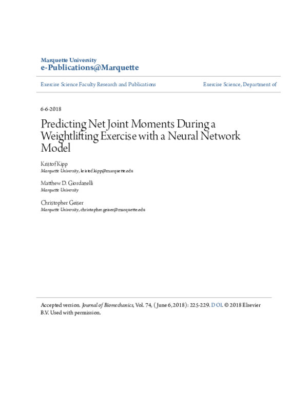 (PDF) Predicting net joint moments during a weightlifting exercise with ...