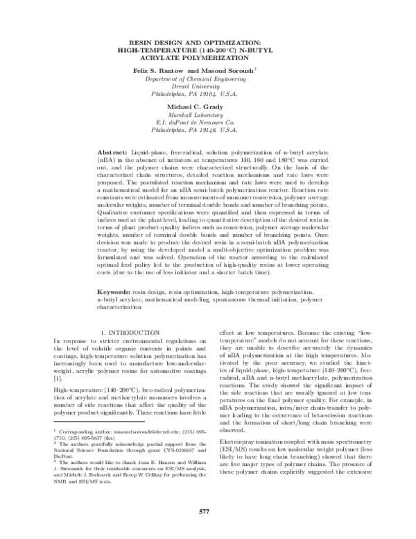 (PDF) Resin Design and Optimization : High-Temperature ( 140-200 C ) N ...