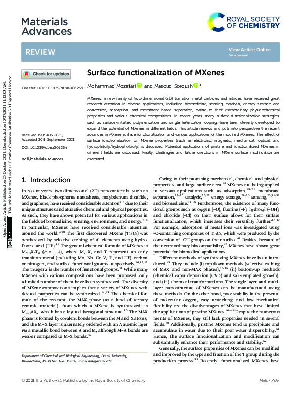(PDF) Surface functionalization of MXenes