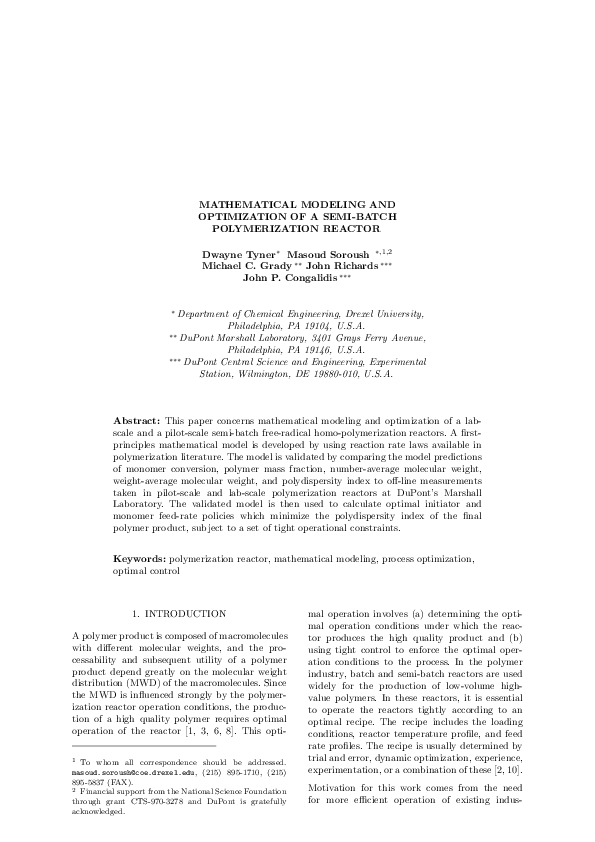 (PDF) Mathematical Modeling and Optimization of a Semi-Batch ...