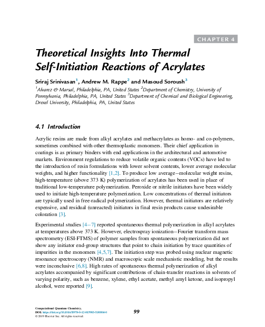 (PDF) Theoretical Insights Into Thermal Self-Initiation Reactions of ...