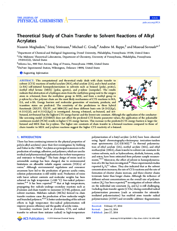 (PDF) Theoretical study of chain transfer to solvent reactions of alkyl ...