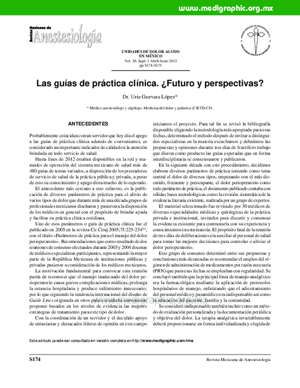 (PDF) Las guías de práctica clínica. ¿Futuro y perspectivas?